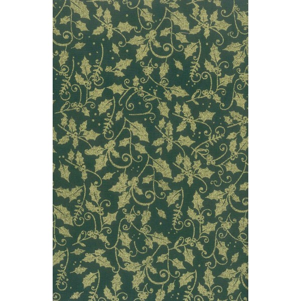 FX235 Gold Solid Holly On Dk Green Background