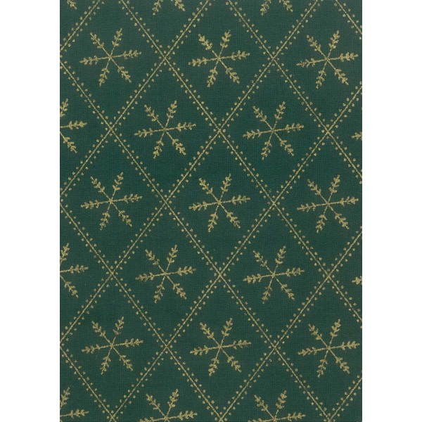 FX402 Gold Snowflake Diamond Pattern On Green Background